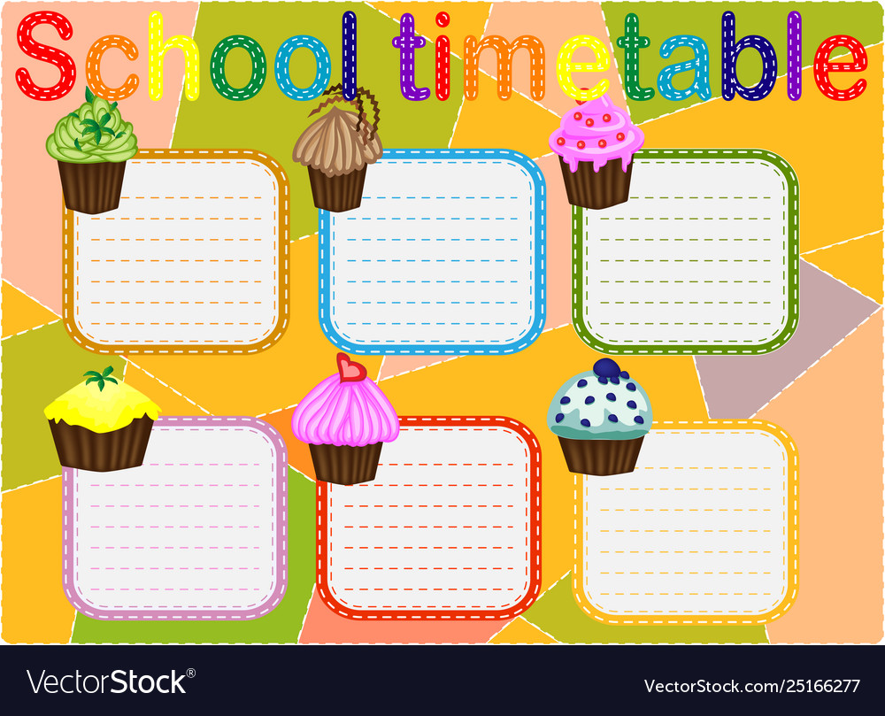 Background frame design school timetable Vector Image