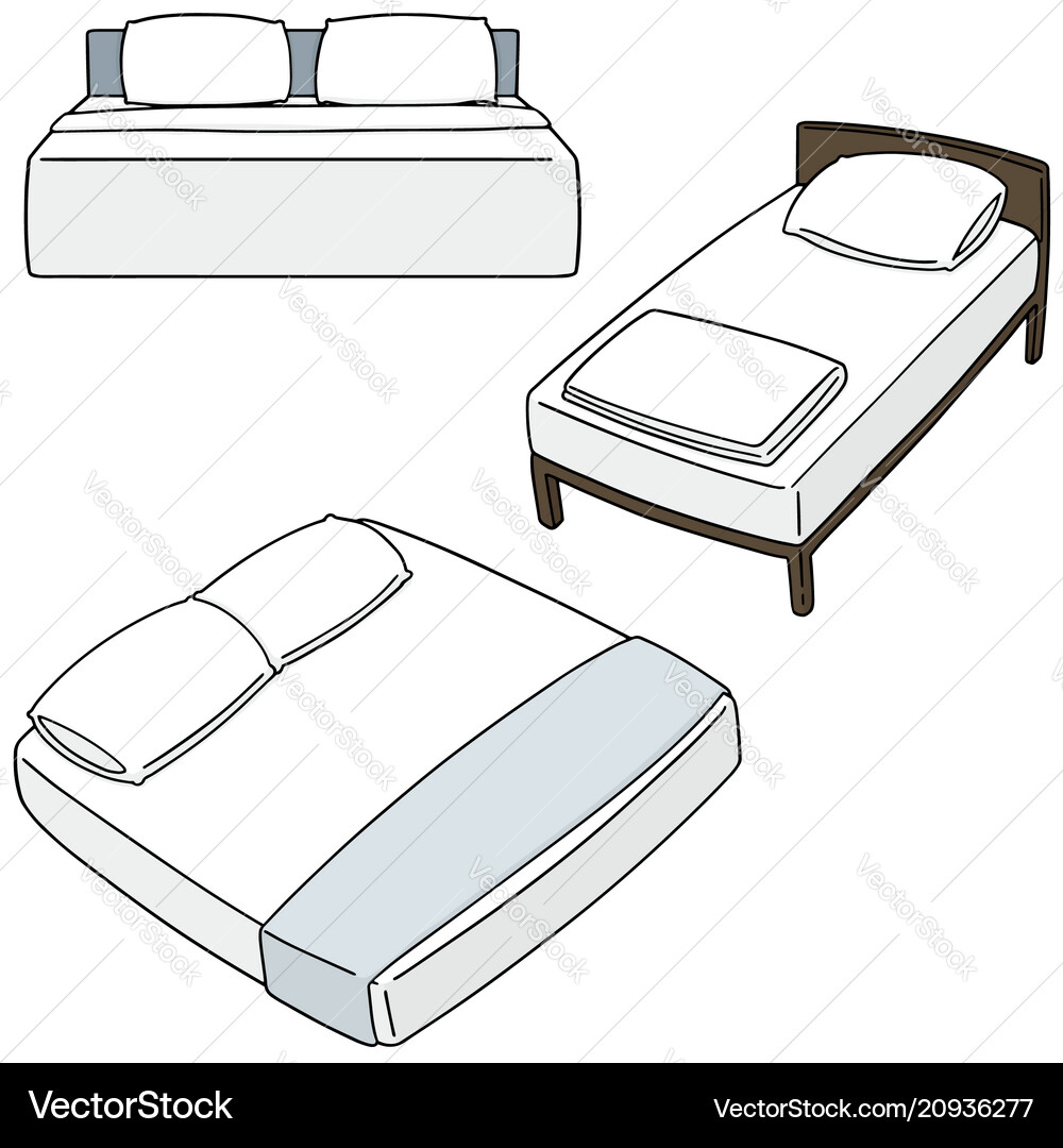 Bed Collection - Simple Bed Drawings Royalty Free Vector