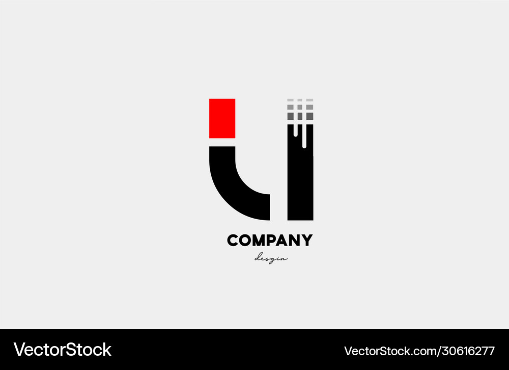 Black red u alphabet letter logo icon design Vector Image