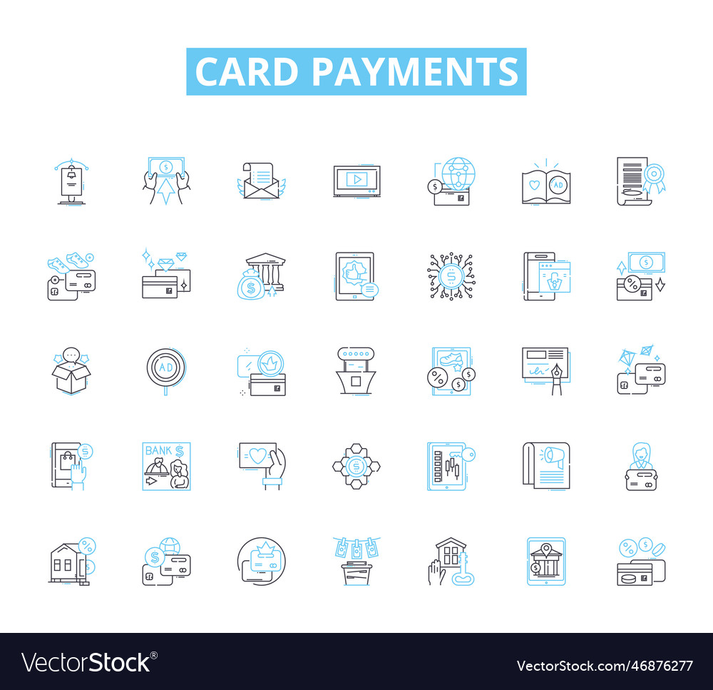 Card payments linear icons set transaction Vector Image