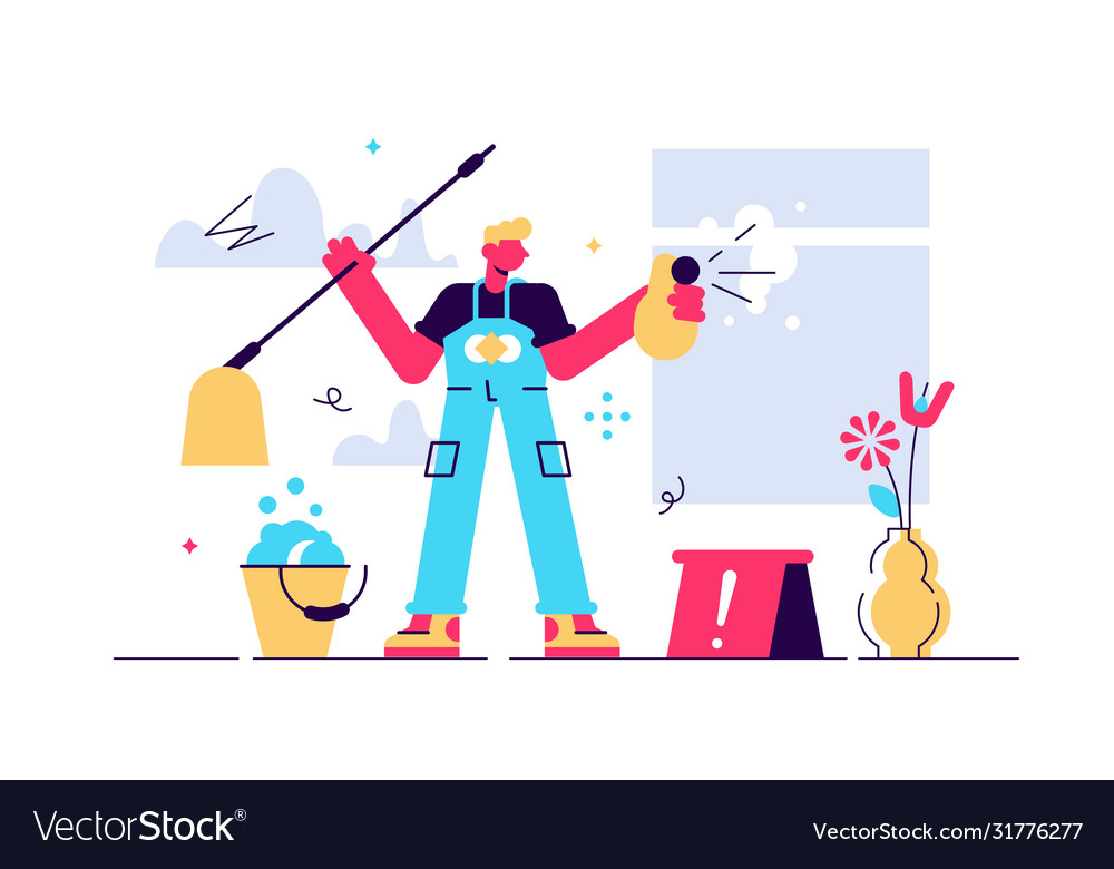 Cleaning flat tiny dust Royalty Free Vector Image