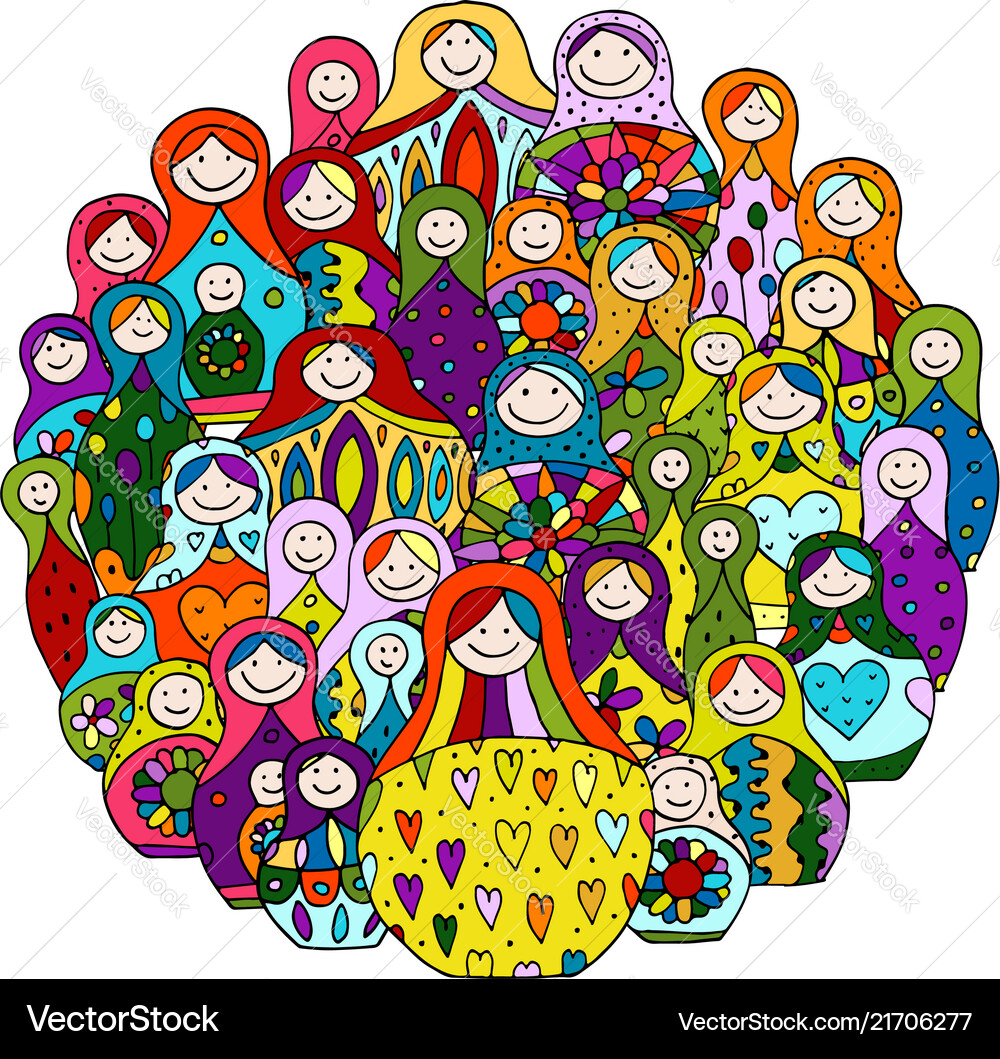 Collection of russian nesting dolls matryoshka Vector Image