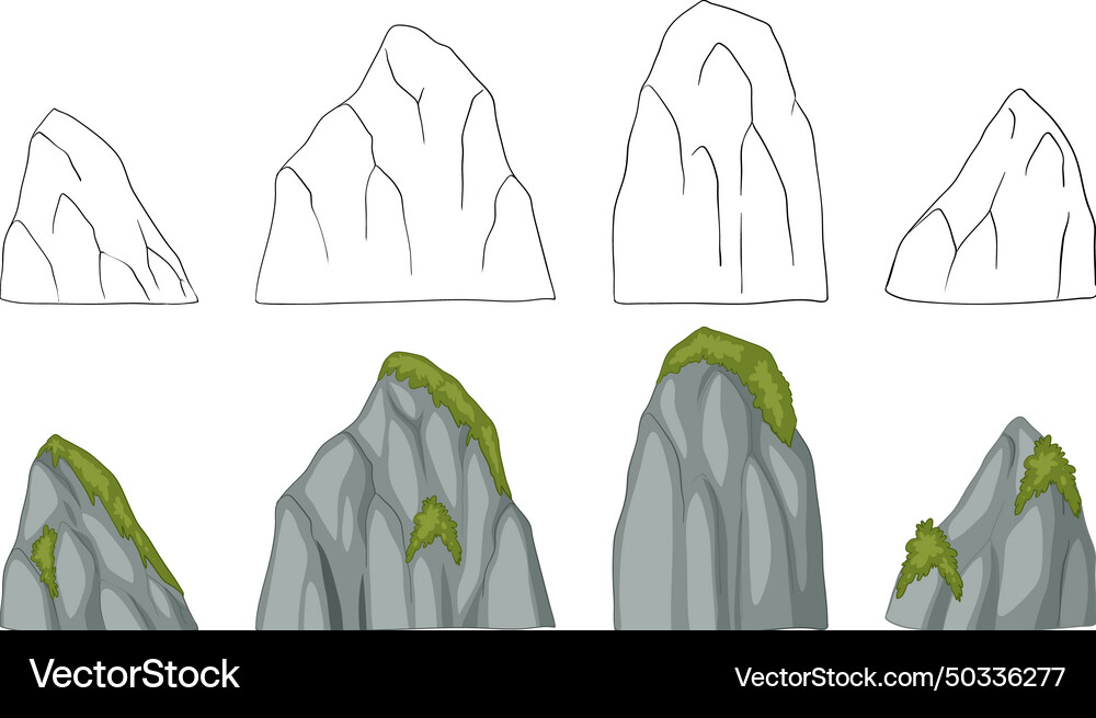 Collection of stylized mountain peak designs Vector Image