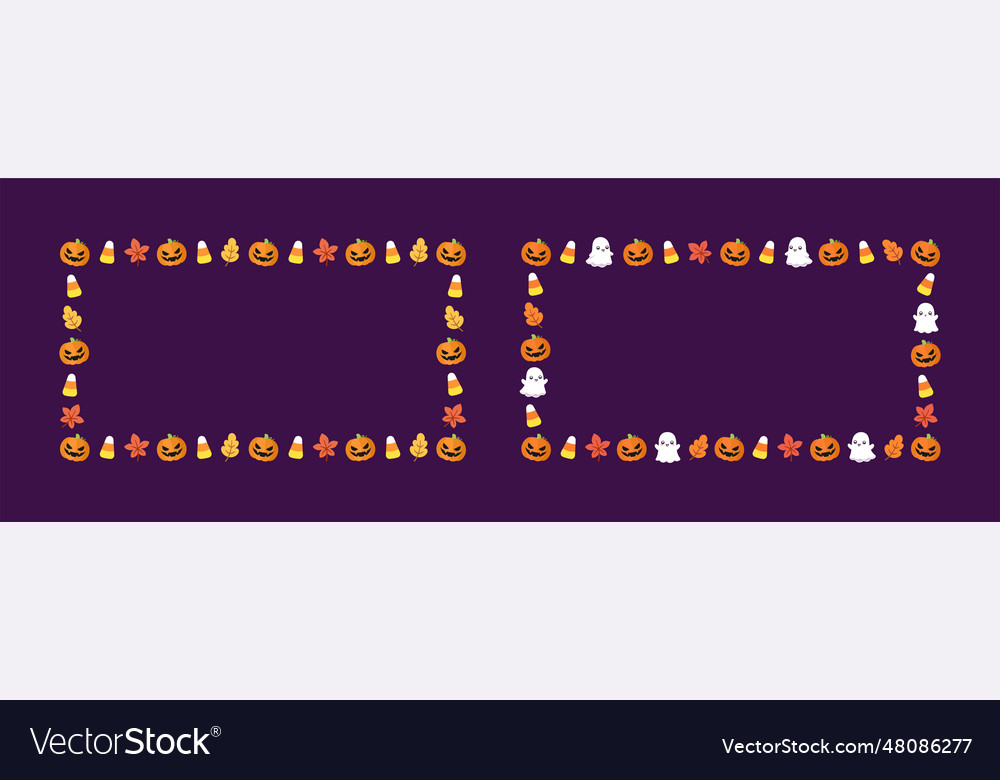 Cute rectangle halloween frame template set Vector Image
