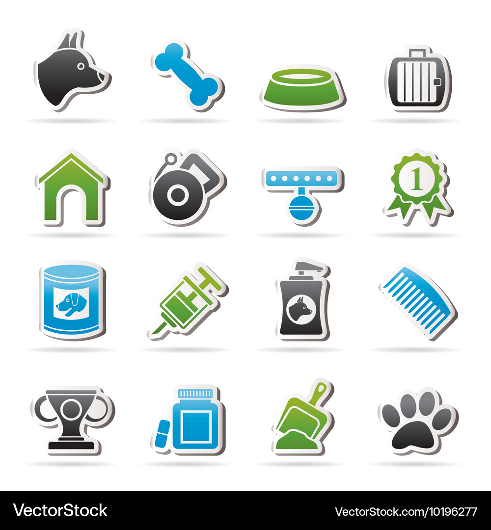Dog and cynology object icons Royalty Free Vector Image