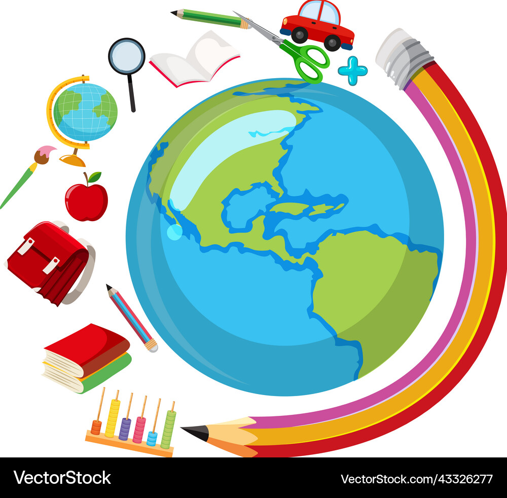 Earth planet around with stationery objects Vector Image