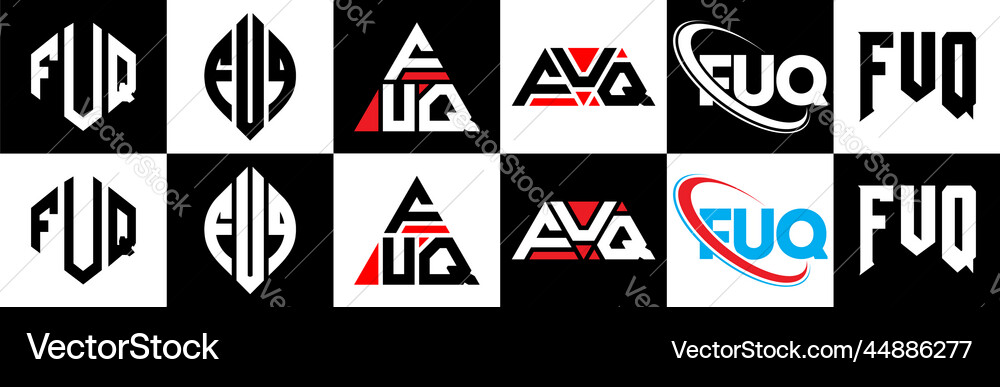 Fuq letter logo design in six style polygon Vector Image