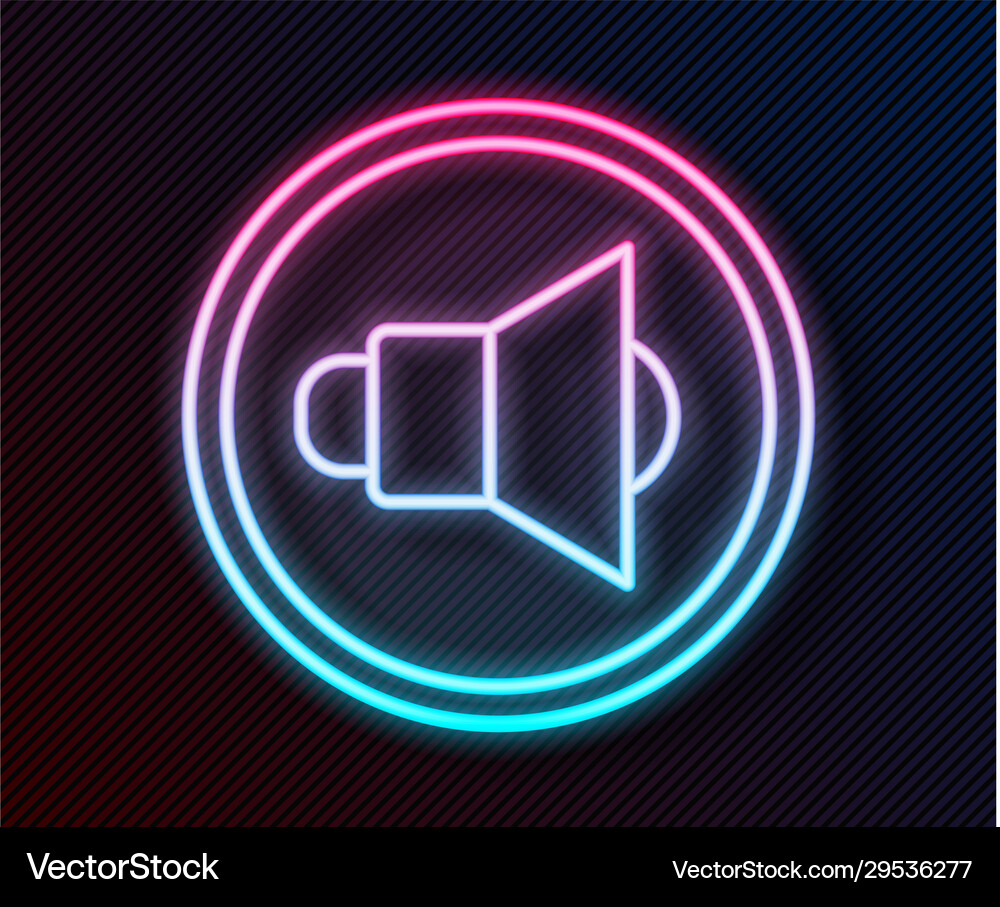 Glowing neon line speaker volume audio voice Vector Image