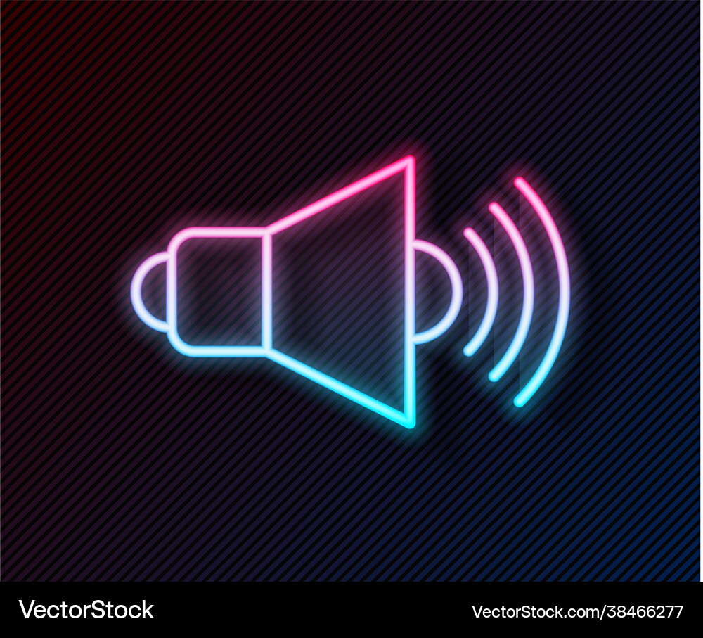 Glowing neon line speaker volume audio voice Vector Image