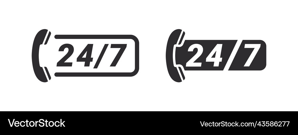 Support signs 24 hour assistance icons hours 7 Vector Image