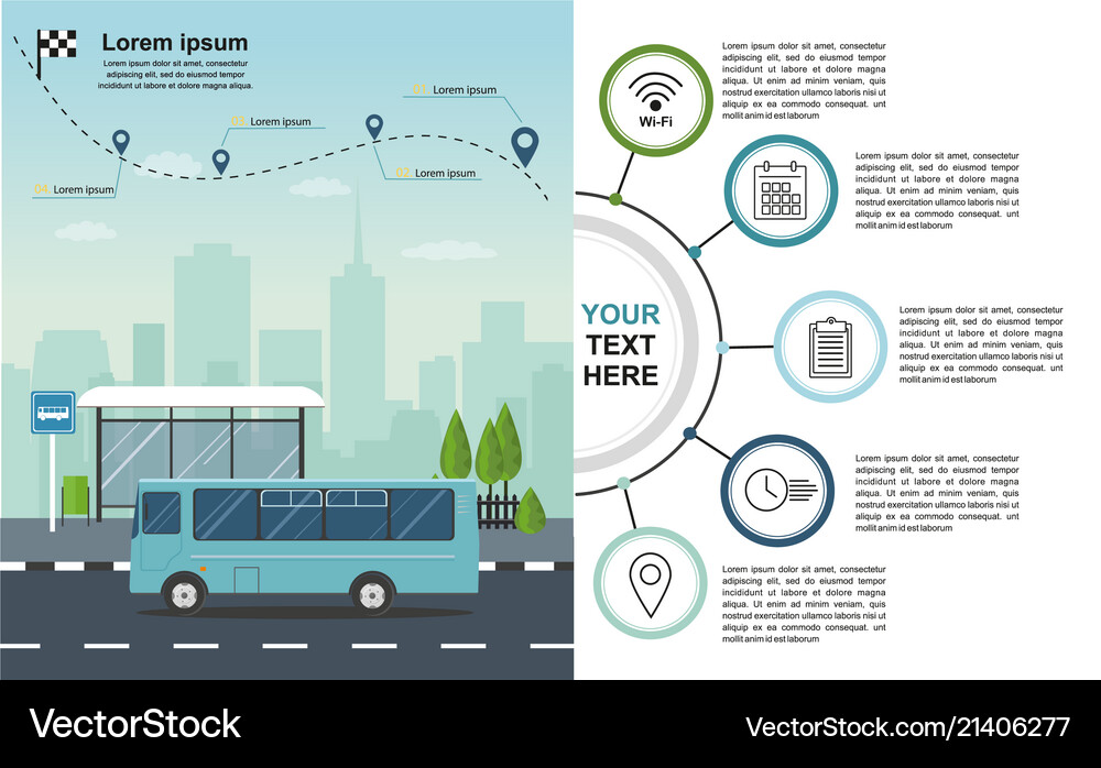 Transpiration infographic bus at the stop Vector Image