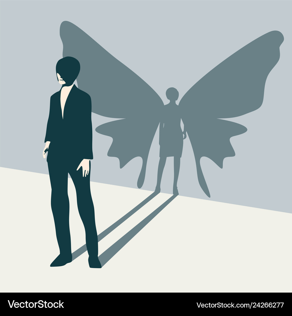 Young lady and fantasy shadow Royalty Free Vector Image