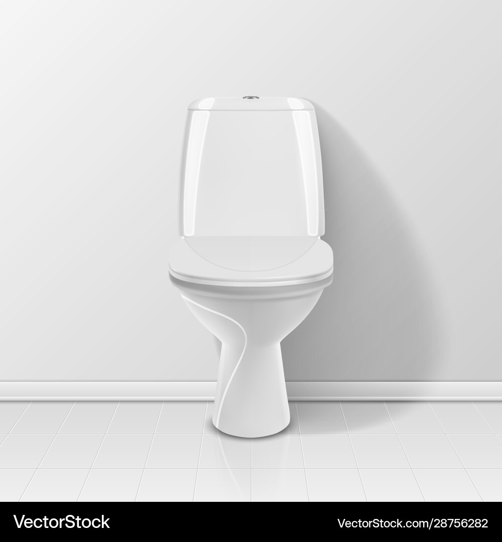 3d realistic white closed ceramic toilet Vector Image