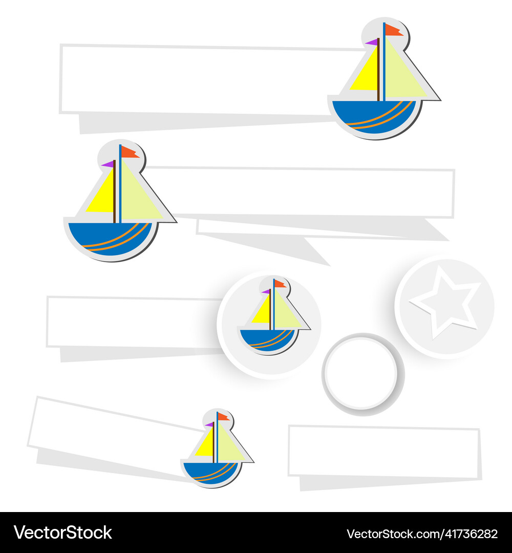 Banner paper with boat colored paper on white back