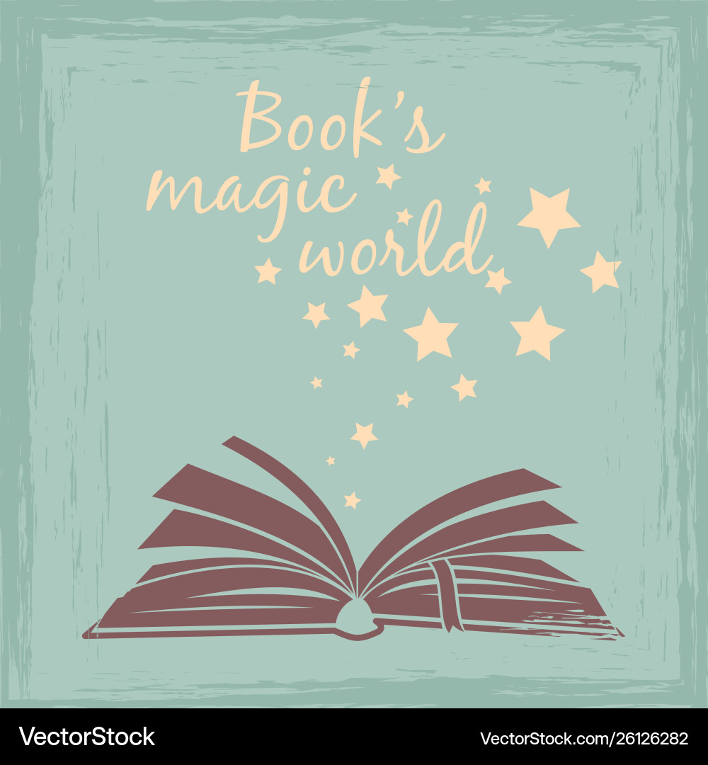 Books magic worlds vintage poster Royalty Free Vector Image
