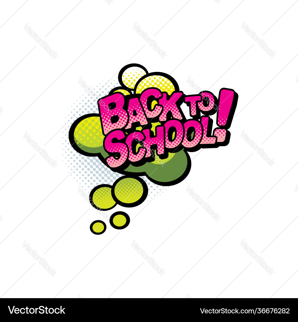 Comic lettering back to school pop art banner icon