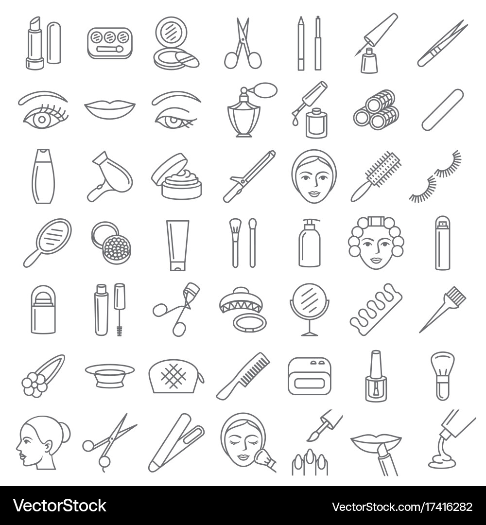Cosmetic beauty and make up icon set Royalty Free Vector