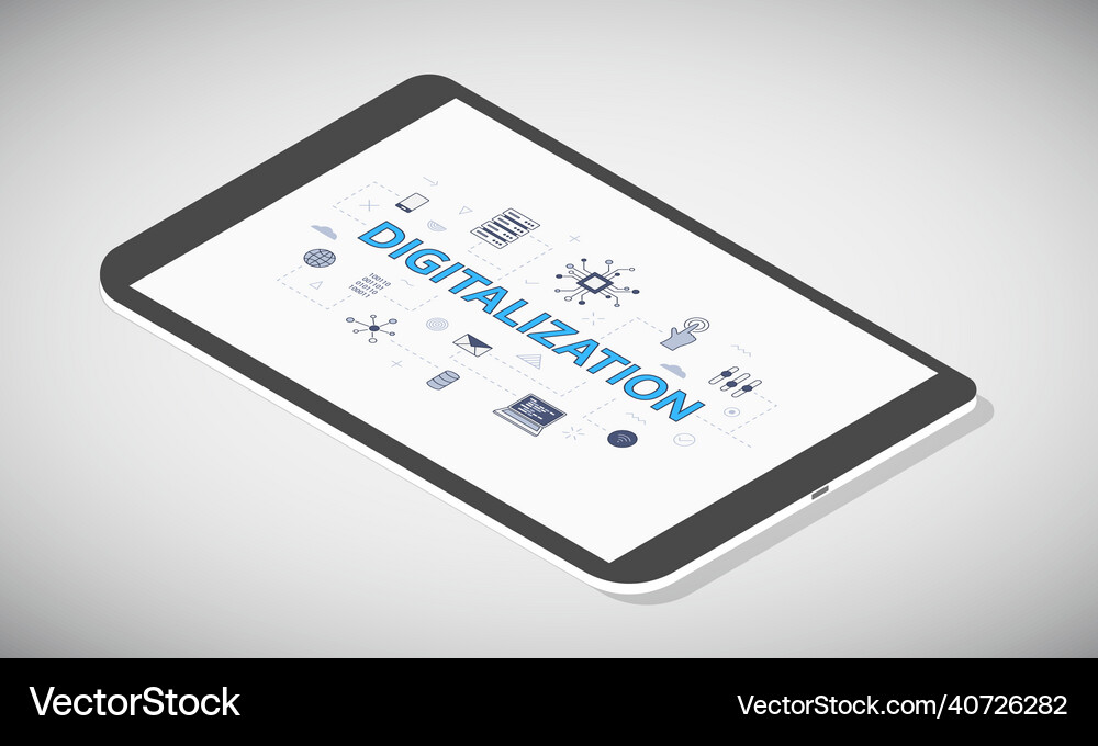 Digitalization technology concept on tablet Vector Image