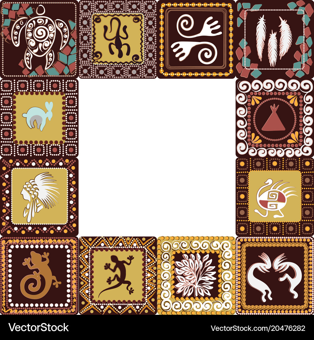Frame with imitation of elements rock art Vector Image