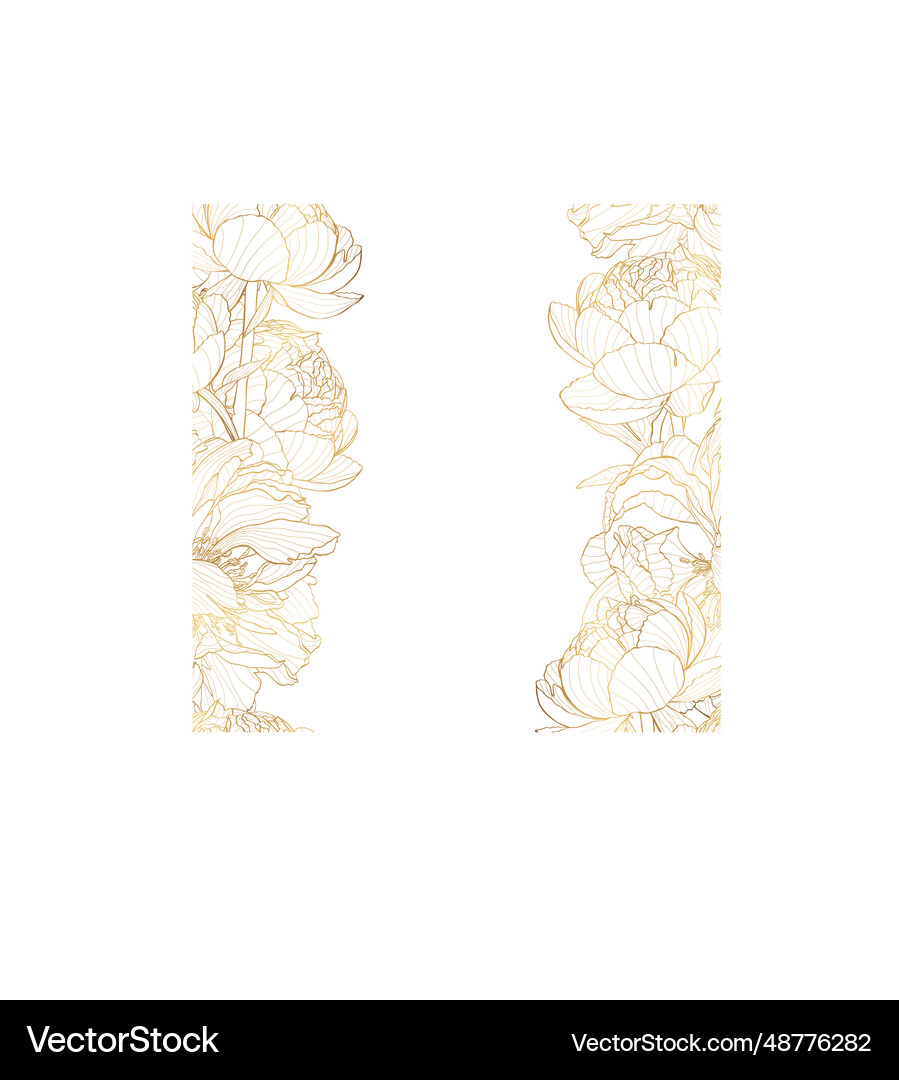 Golden peony flowers background Royalty Free Vector Image