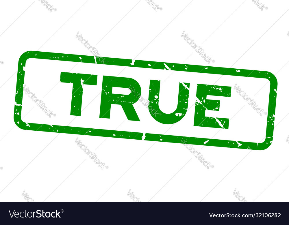 Grunge green true wording square rubber seal Vector Image