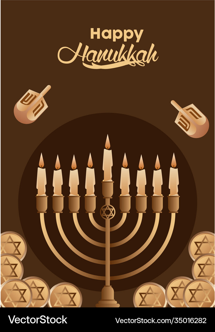 Happy hanukkah lettering celebration Royalty Free Vector