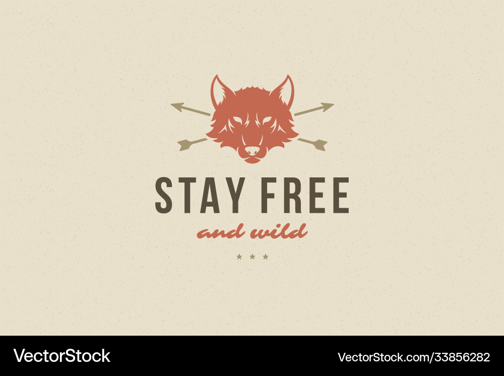 Quote typography with hand drawn wolf head symbol Vector Image