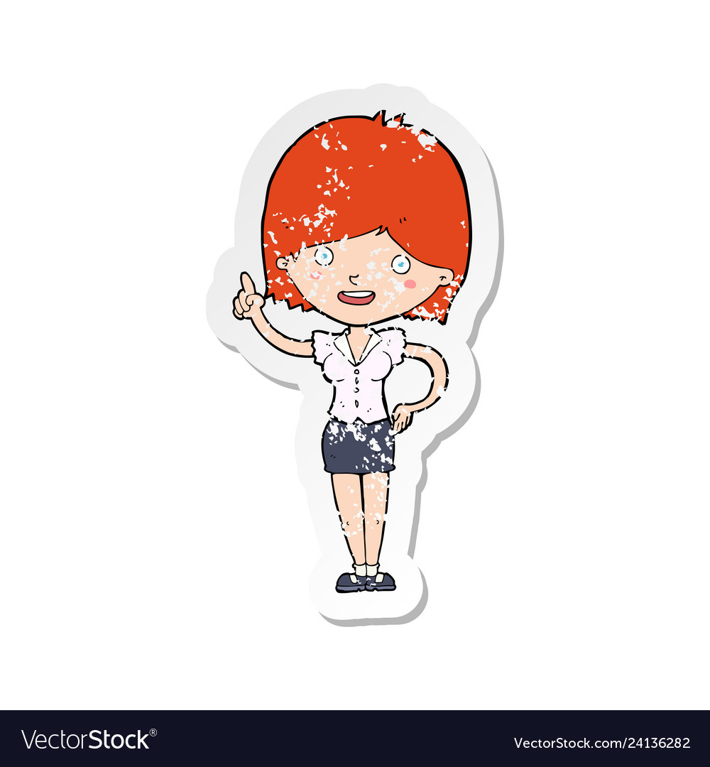 Retro distressed sticker a cartoon woman Vector Image