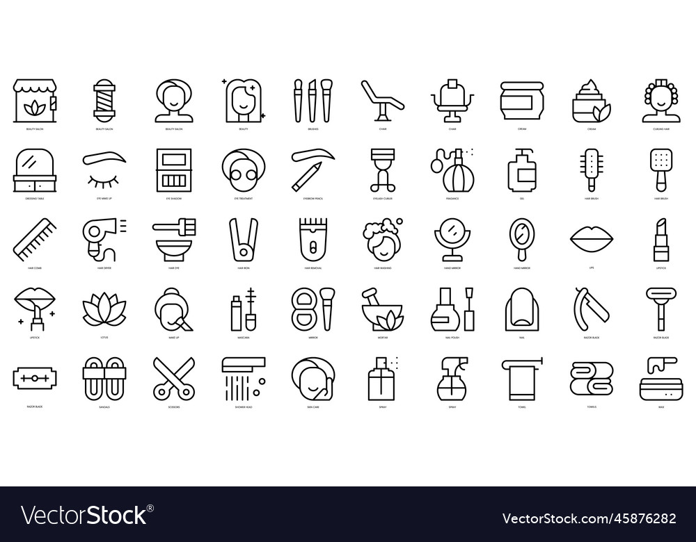 Set of thin line beauty salon icons Royalty Free Vector