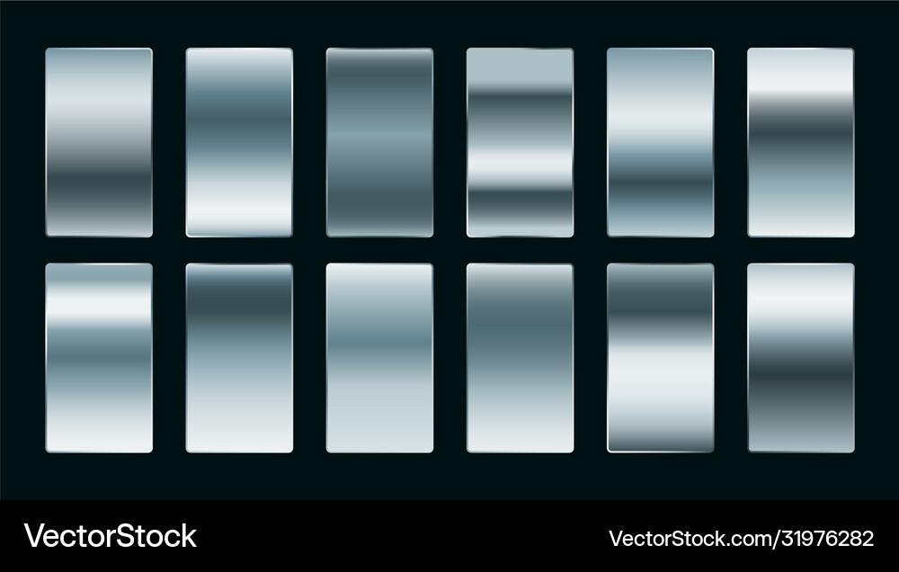 Shiny steel or silver gradients set in matte Vector Image