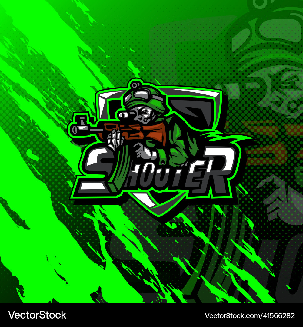 Shooter logo for esport Royalty Free Vector Image