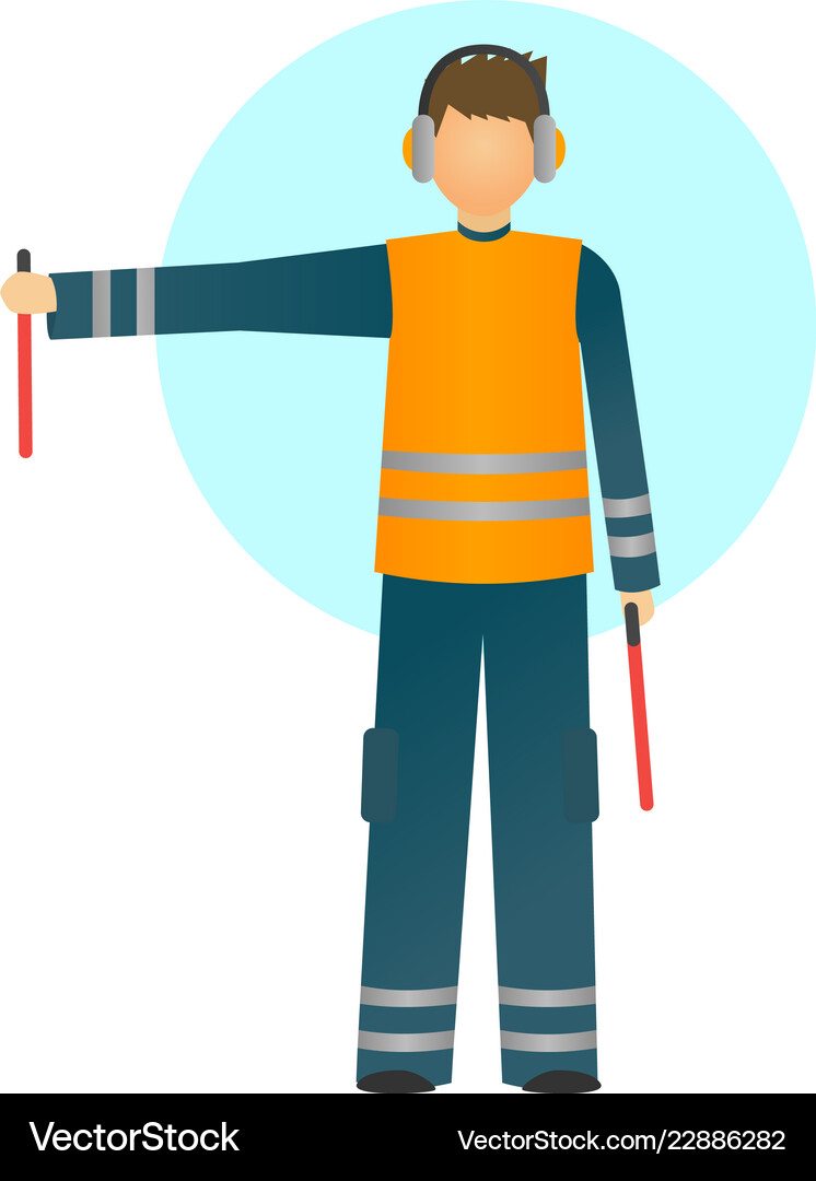 Special worker in reflective clothing showing Vector Image