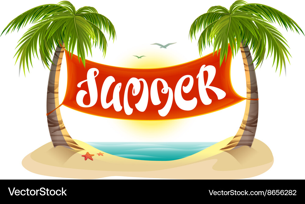 Summer rest tropical palm trees sea beach Vector Image
