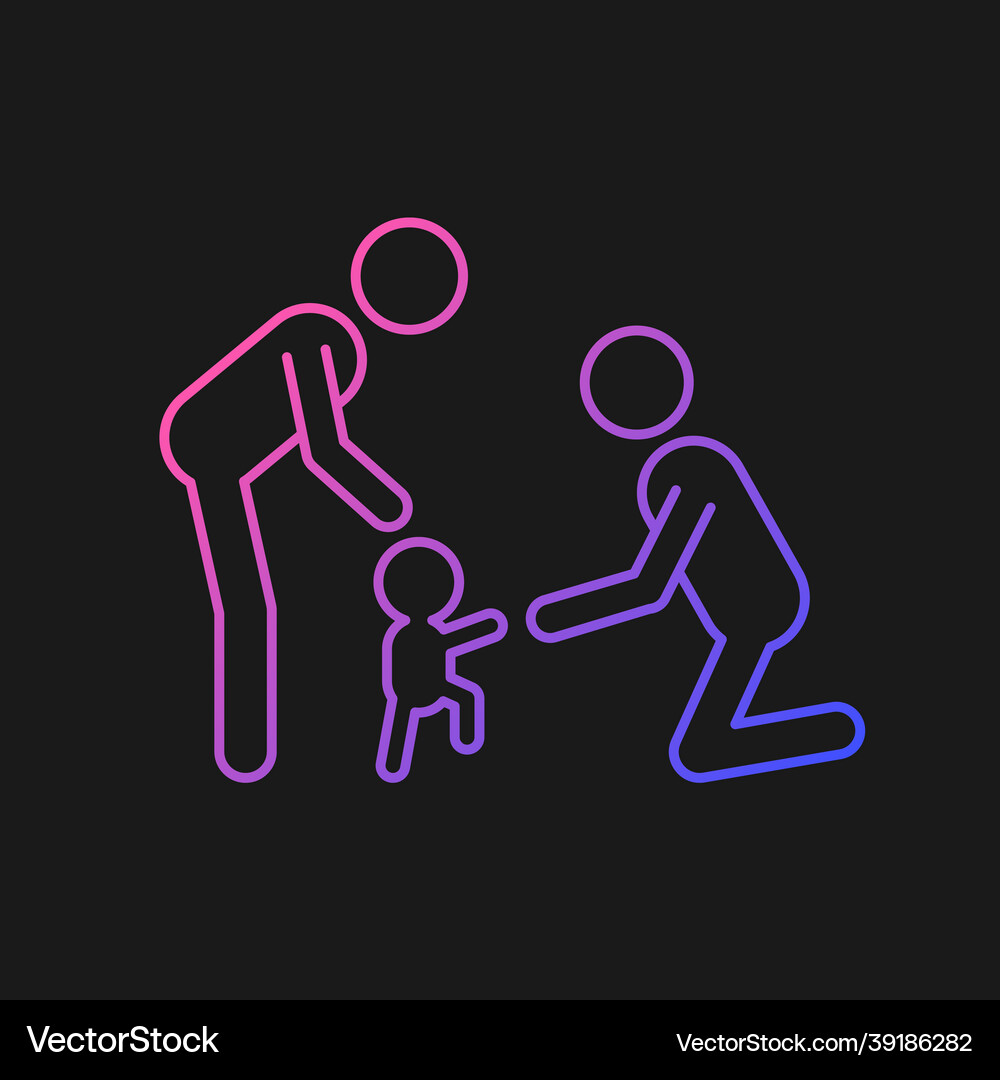 Teaching toddler to walk gradient icon for dark Vector Image