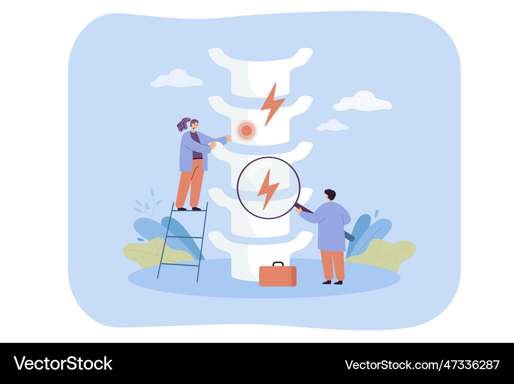 Chiropractors treating chronic back pain after Vector Image