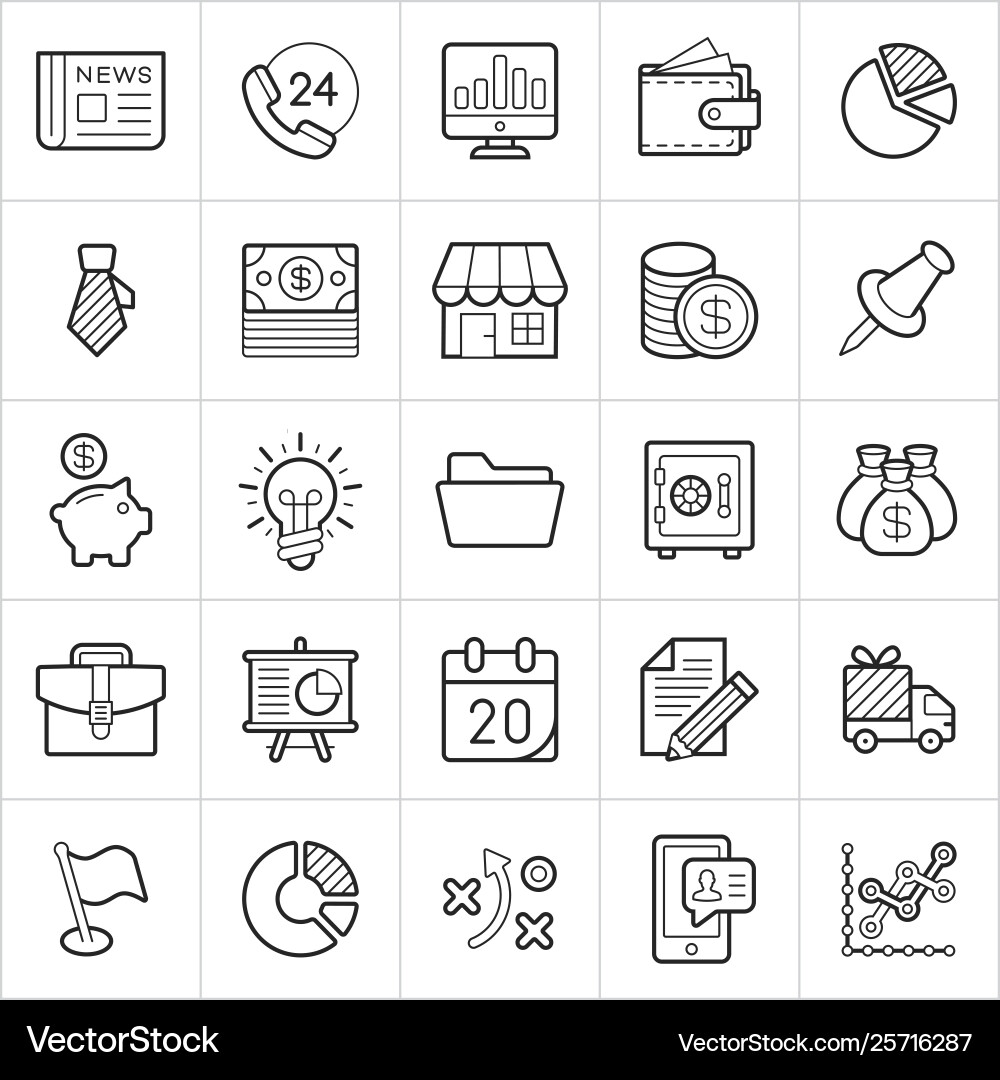 Commerce trendy style icons on white background Vector Image