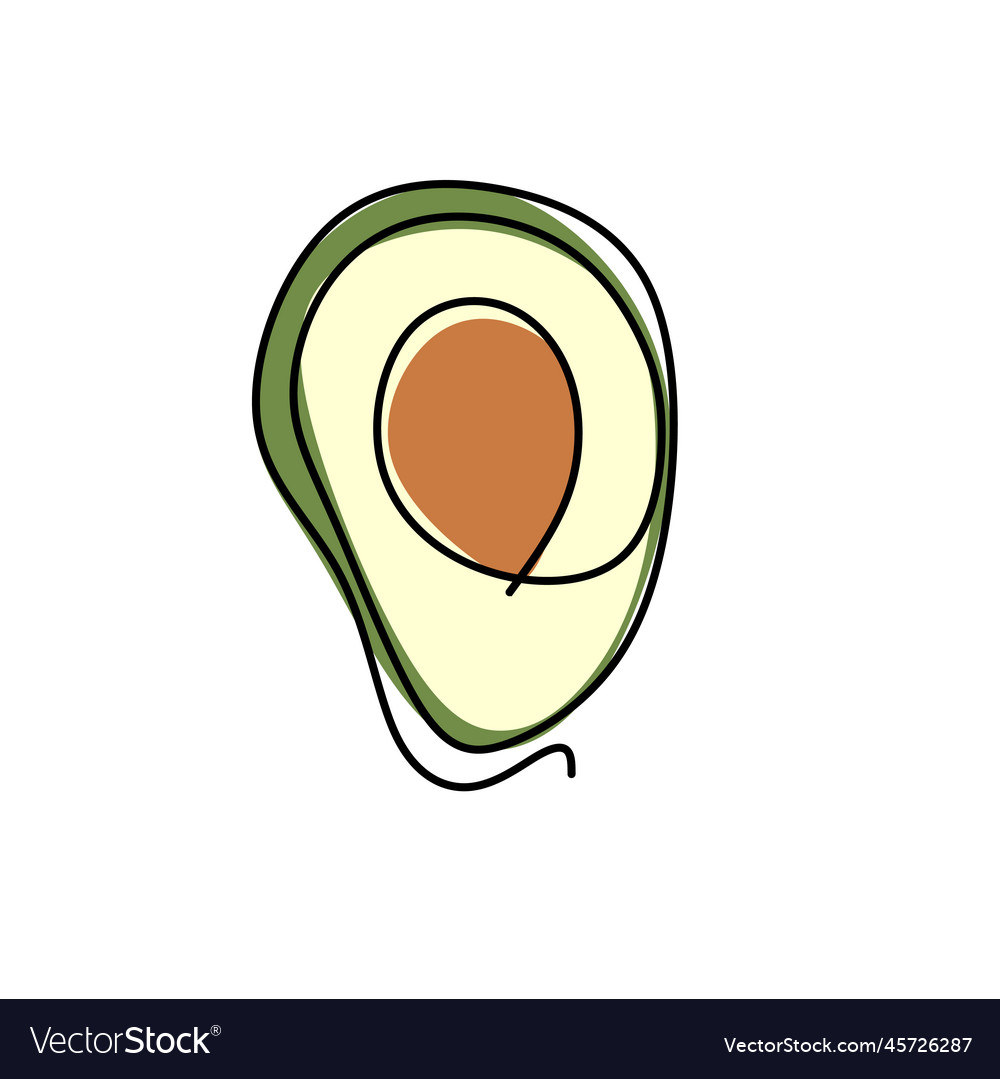 Continuous one line drawing vegetables two avocado Continuous one line drawing vegetables two avocado