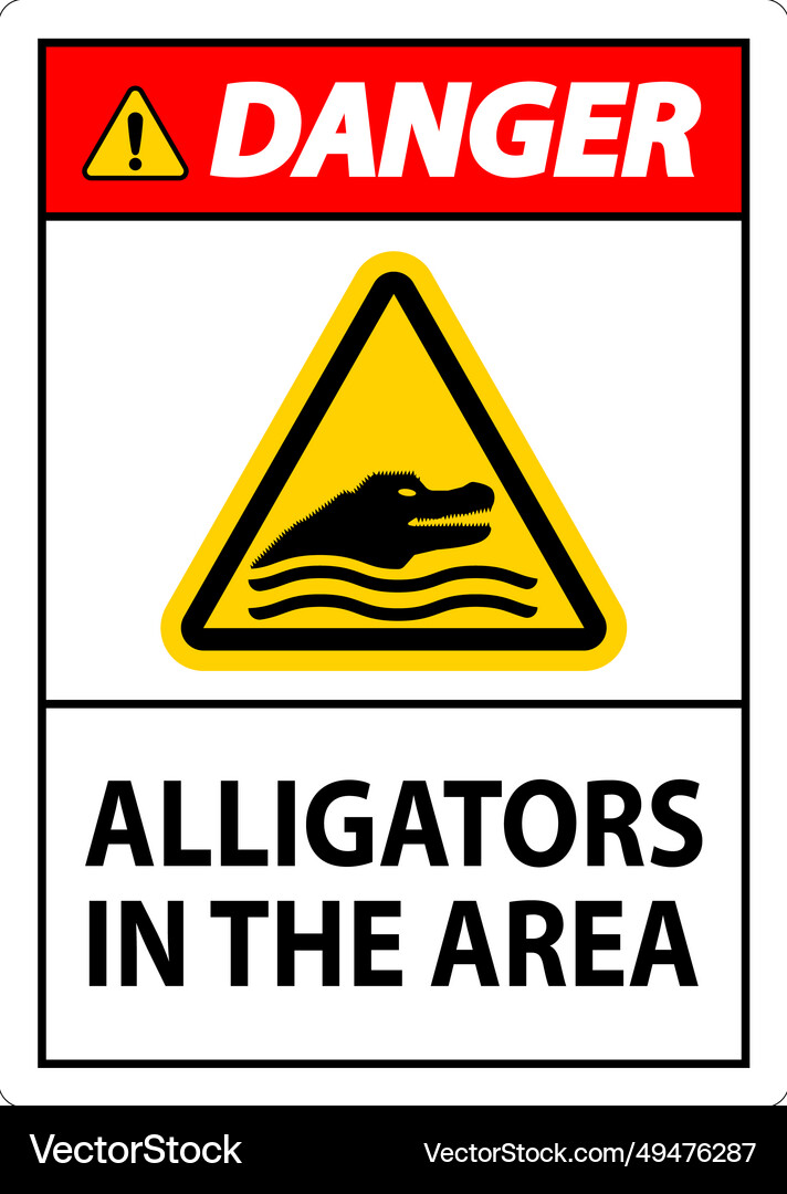 Danger alligators in the area sign Royalty Free Vector Image