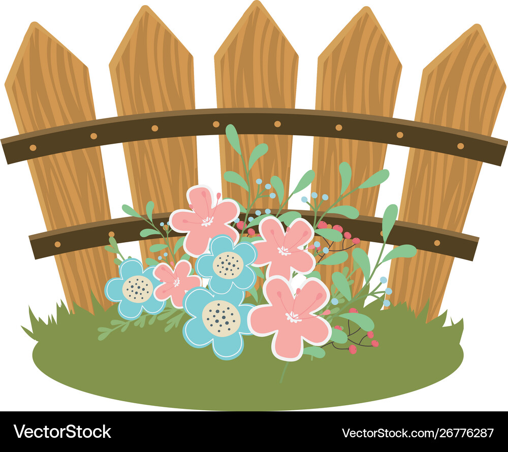 Flowers in front fence design Royalty Free Vector Image