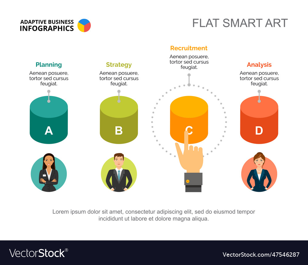 Four cylinders options process chart template Vector Image