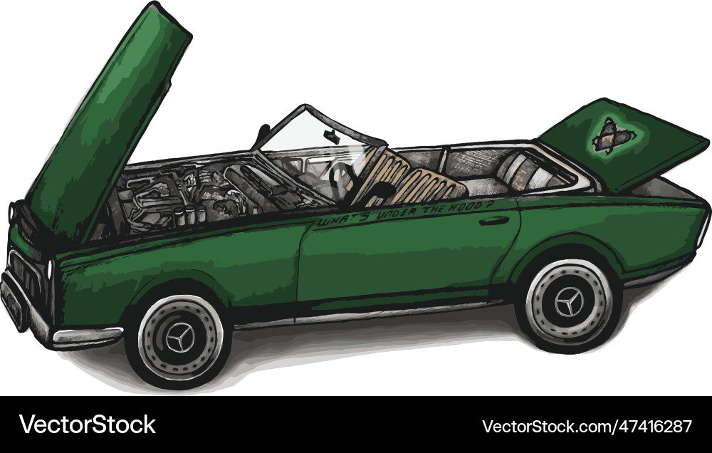 Green mercedes convertible Royalty Free Vector Image