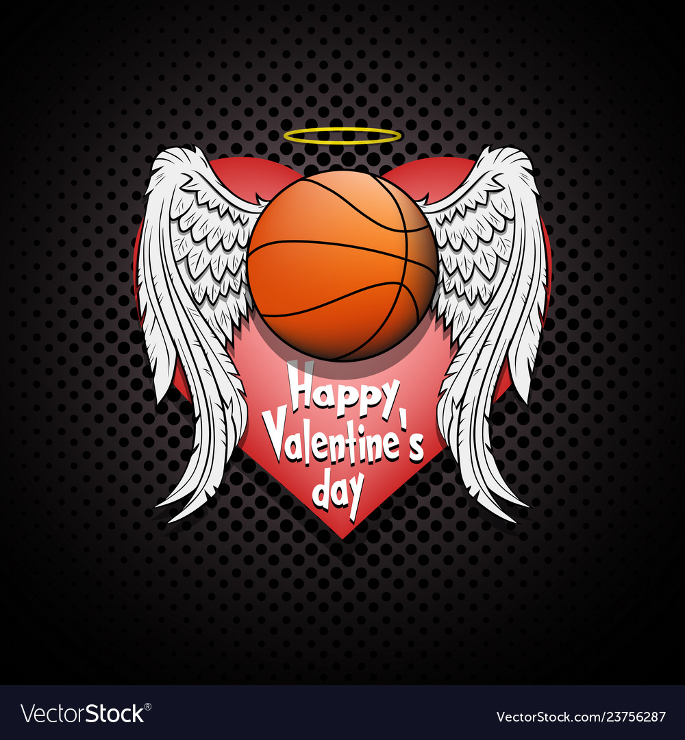 Happy valentine day and basketball Royalty Free Vector Image