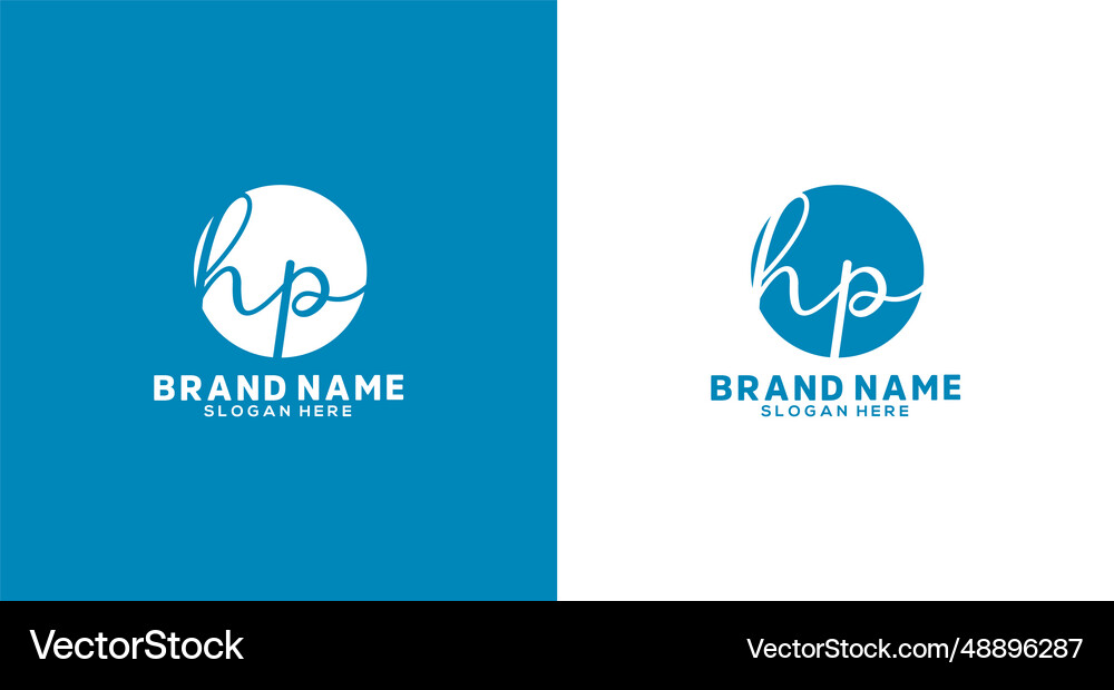 Hp letter handwriting signature logo Royalty Free Vector