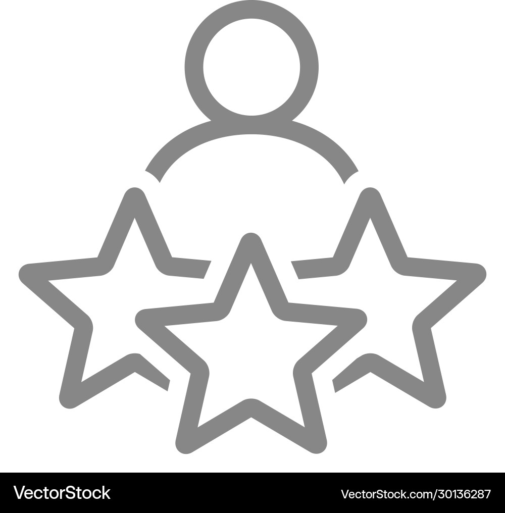 Man and three stars rating line icon user Vector Image