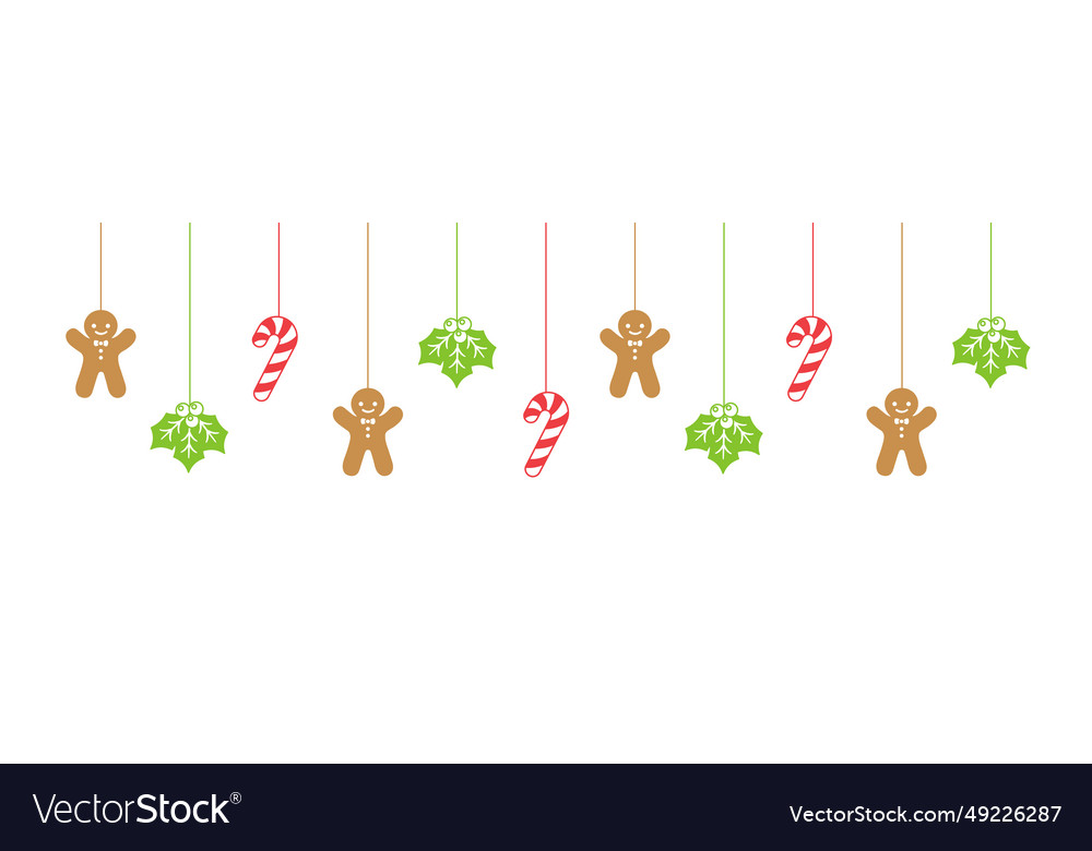 Merry christmas border banner hanging gingerbread Vector Image