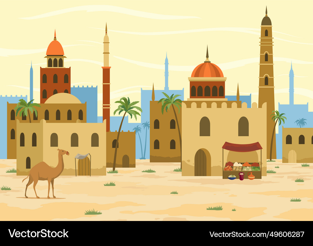 Middle east arabic desert landscape Royalty Free Vector