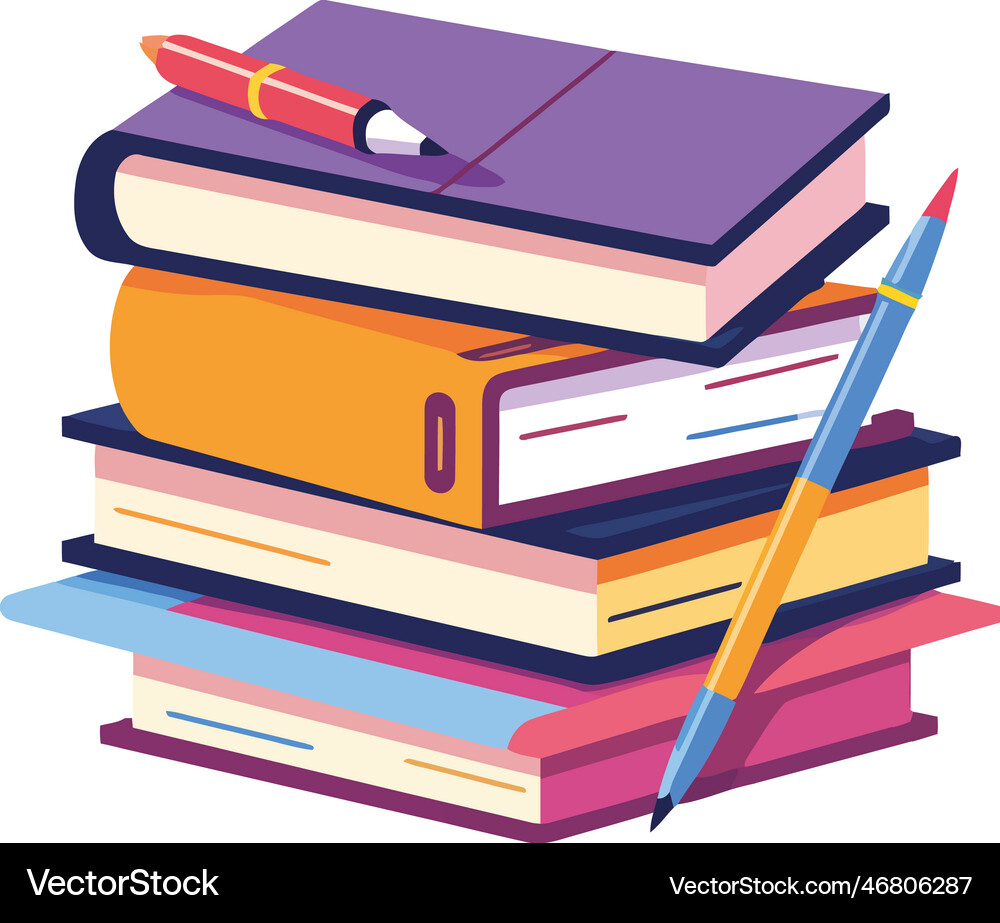 Of books and pencils Royalty Free Vector Image
