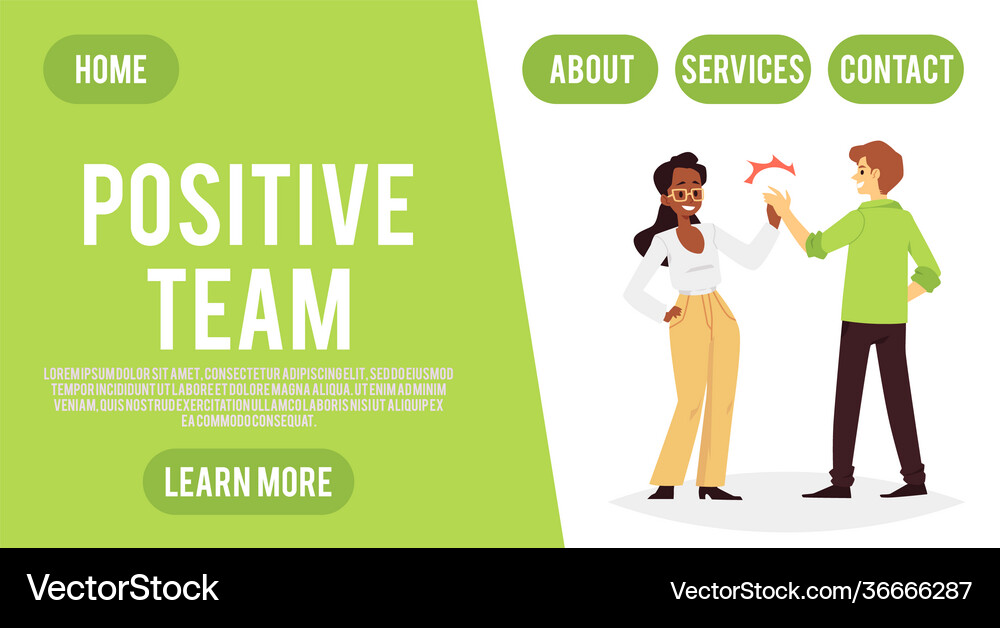 Positive team concept website with business Vector Image