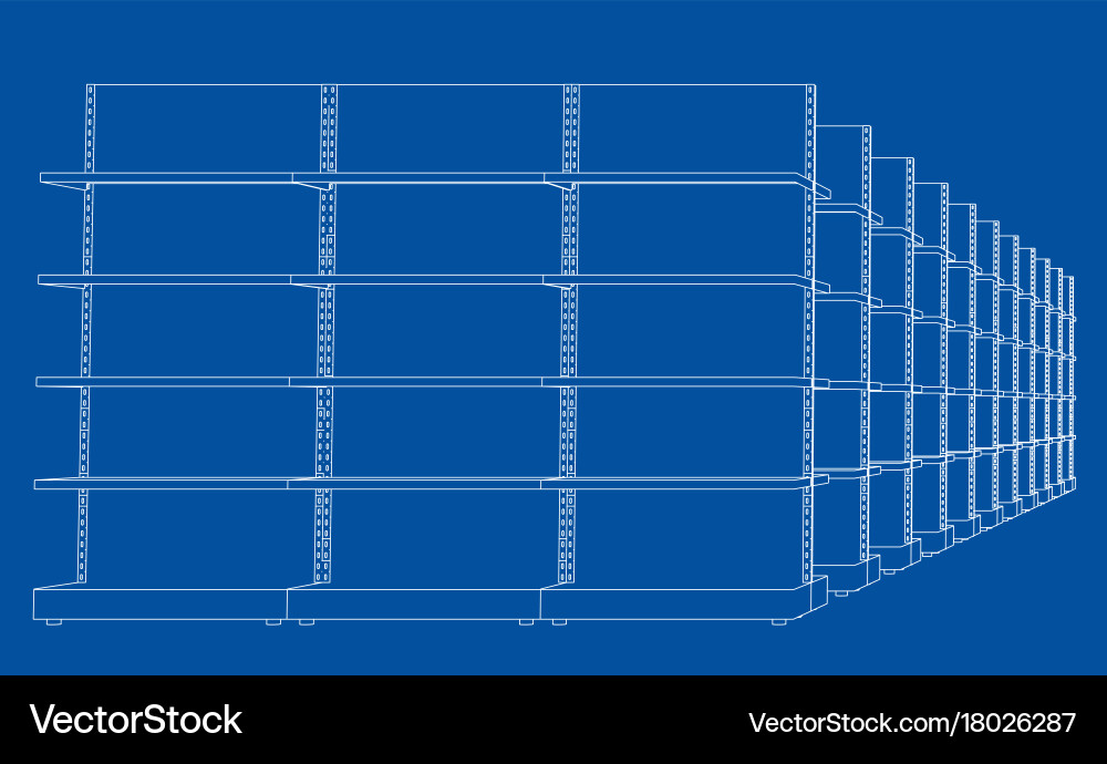 Racks with shelves sketch Royalty Free Vector Image