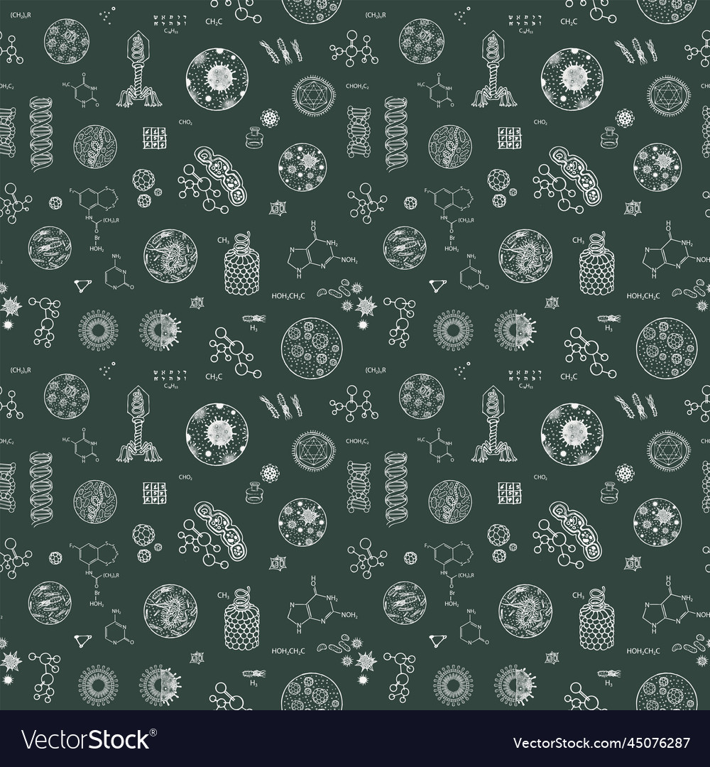 Seamless pattern on theme of chemistry biology Vector Image Seamless pattern on theme of chemistry biology Vector Image